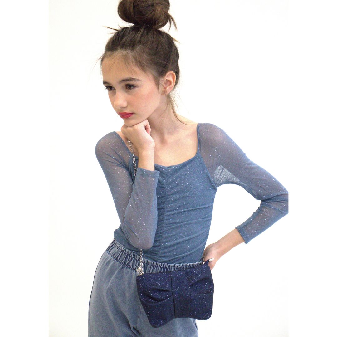 BRANDS :: YUKO.B :: Τσαντάκια βόλτας :: Yuko B: Τσαντάκι ώμου Moon σχέδιο φιόγκος-Μπλε με ...